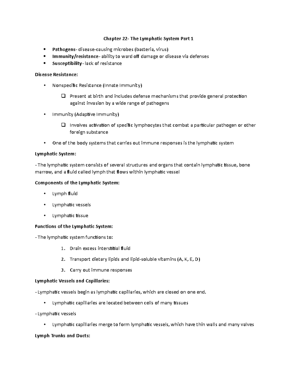 Chapter 22 part 1 - anatomy - Chapter 22- The Lymphatic System Part 1 ...