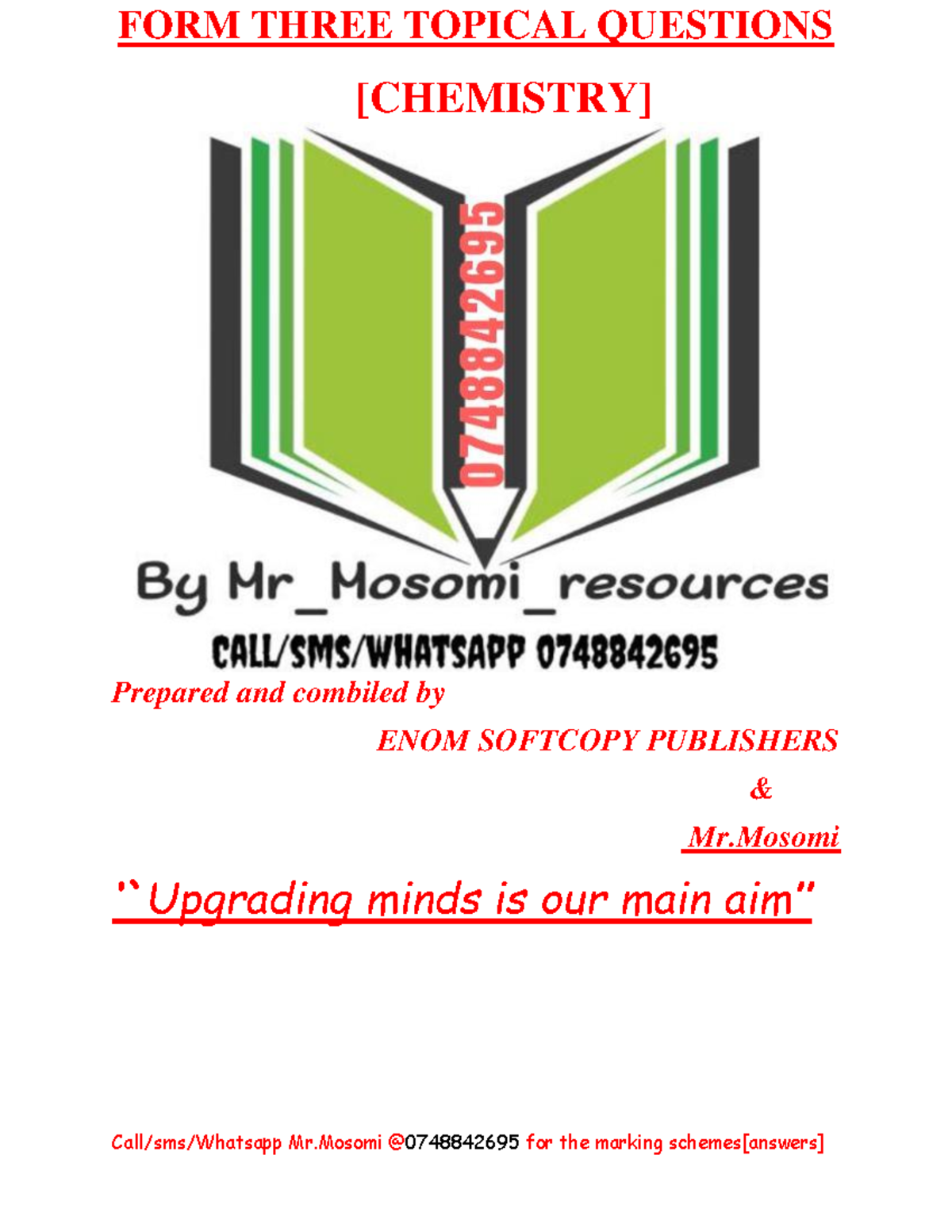 Chemf 3 Topical QNS - Teaching - FORM THREE TOPICAL QUESTIONS ...