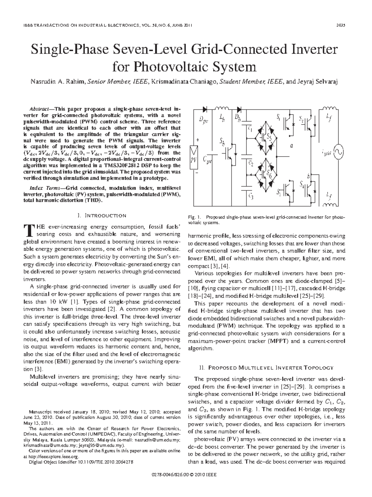 7level inverter - Grade: 7.5 - TRANSACTIONS ON INDUSTRIAL ELECTRONICS ...