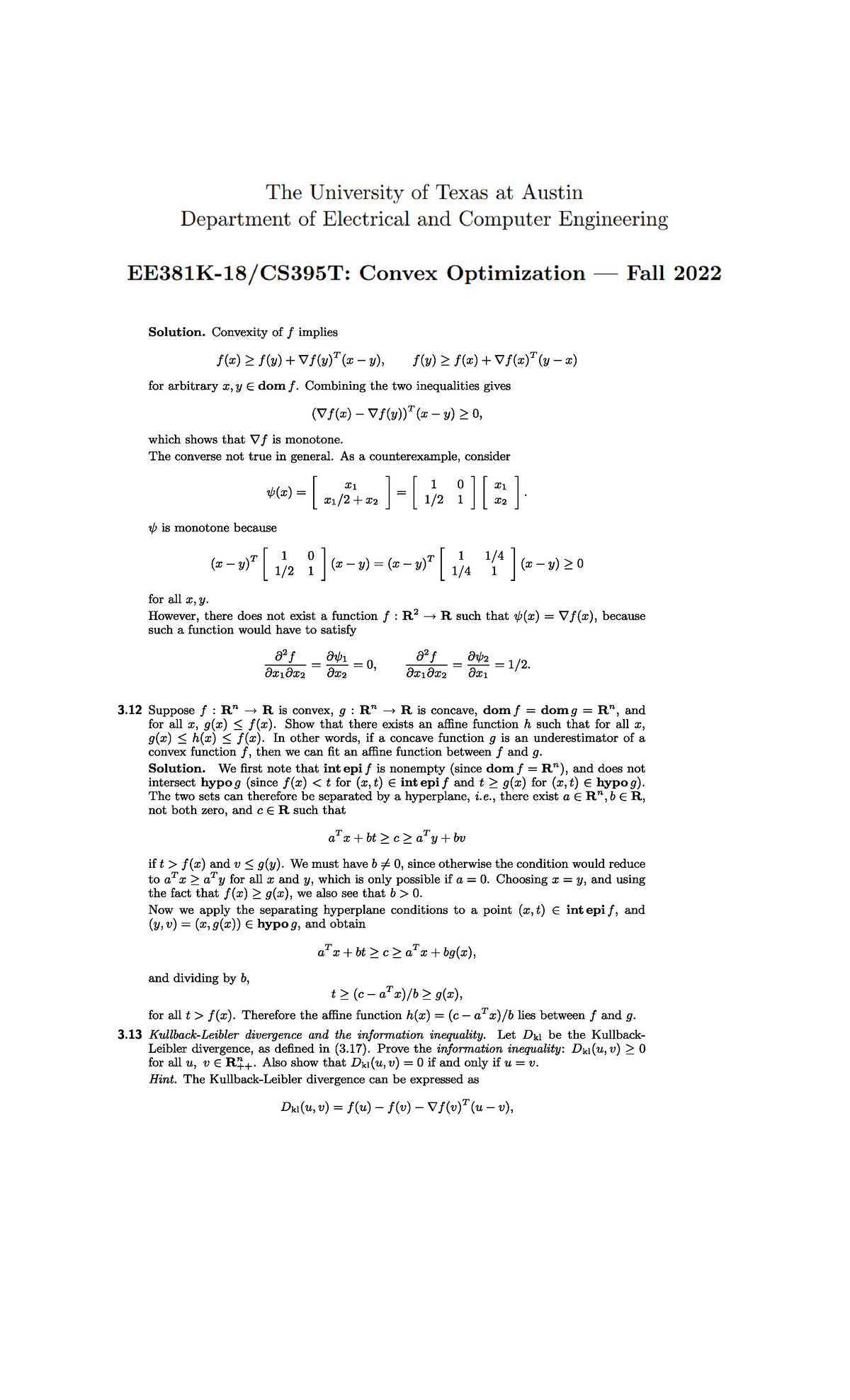Convex practice 34 - ECE 381k - University of Texas - Studocu