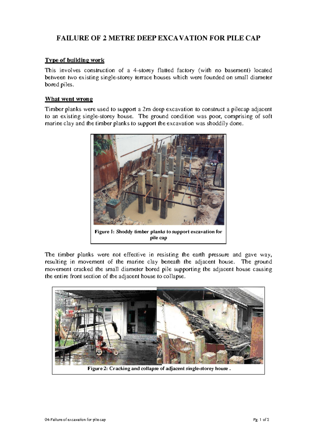 BCA failure-of-2-metre-deep-excavation-for-pile-cap - 04-Failure of ...