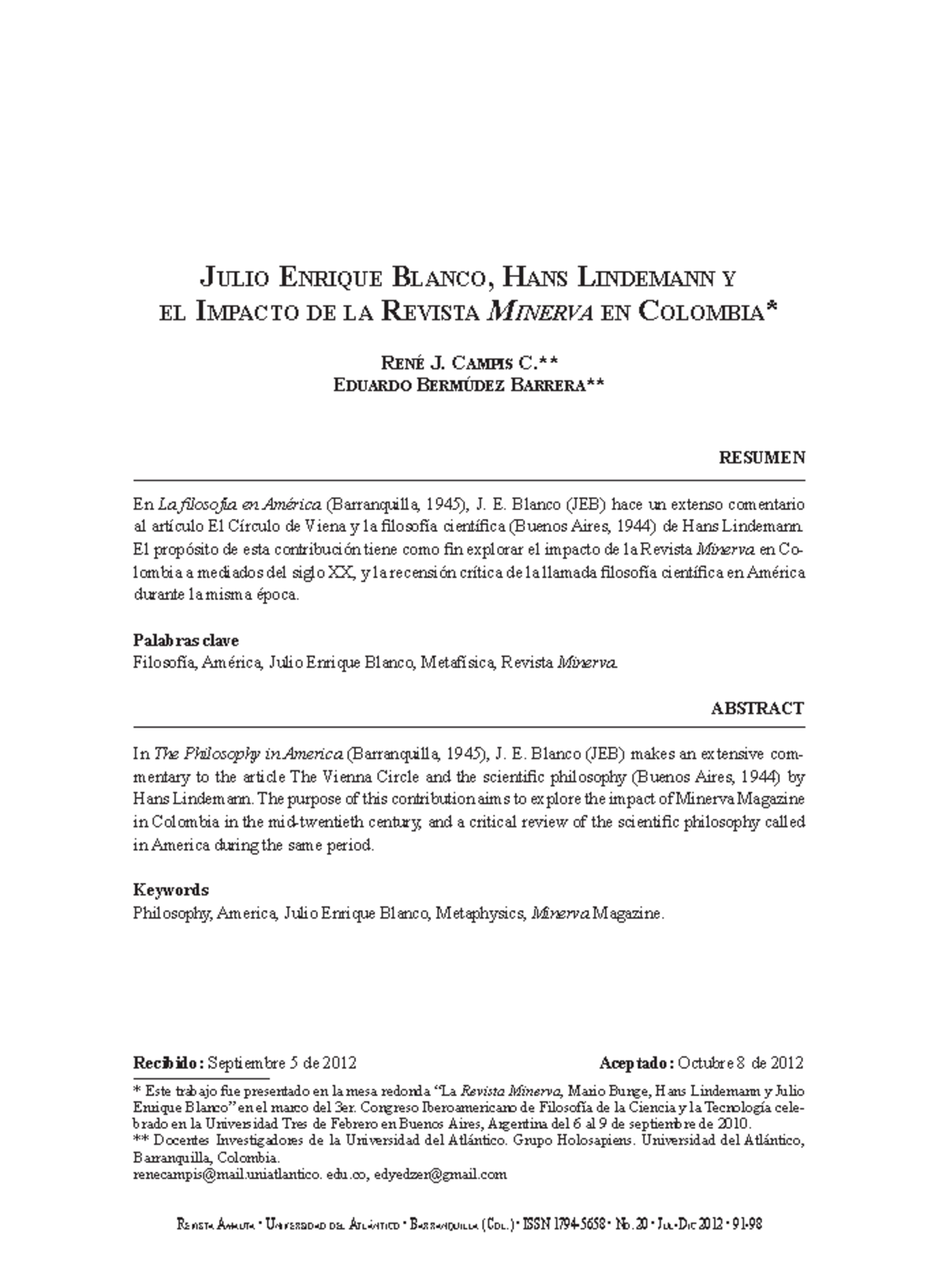 Dialnet-Julio Enrique Blanco Hans Lindemann YEl Impacto De La Revis ...