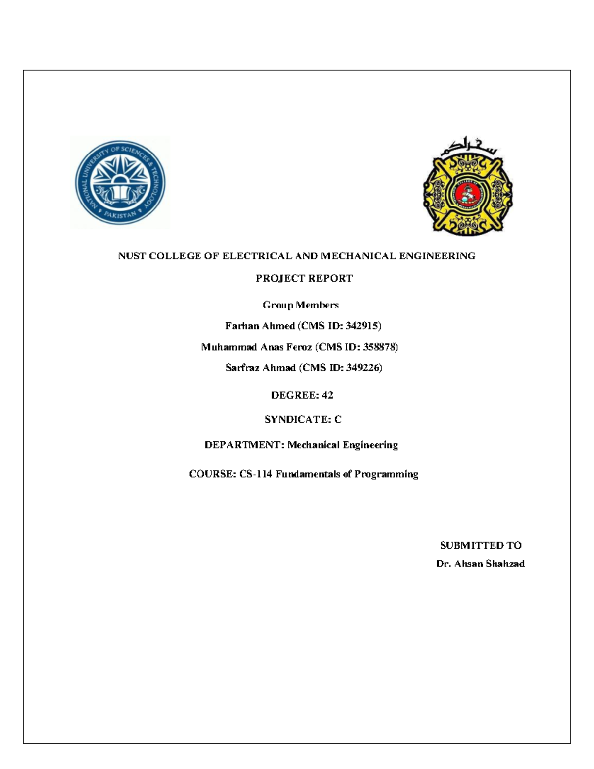 Calender in CPP , Semester Project - NUST COLLEGE OF ELECTRICAL AND MECHANICAL ENGINEERING ...