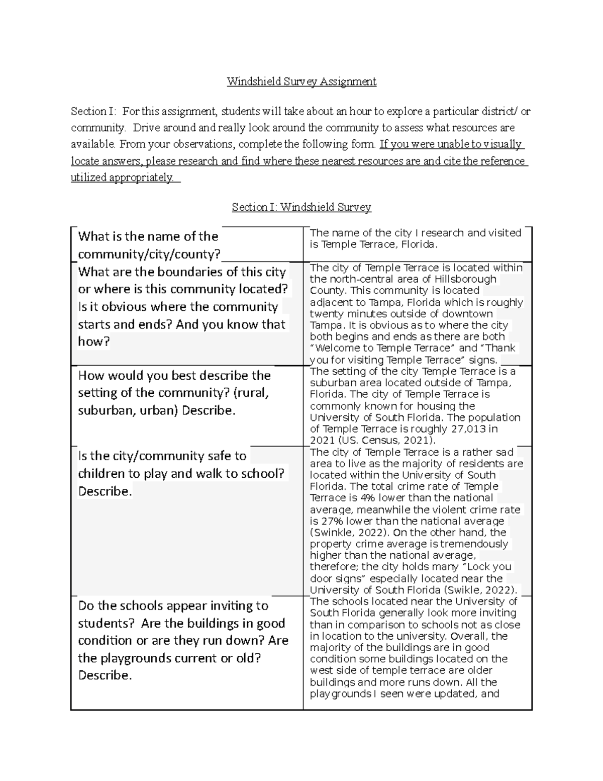 Public Health Nursing Assessment week 2 Windshield, APA - Windshield ...