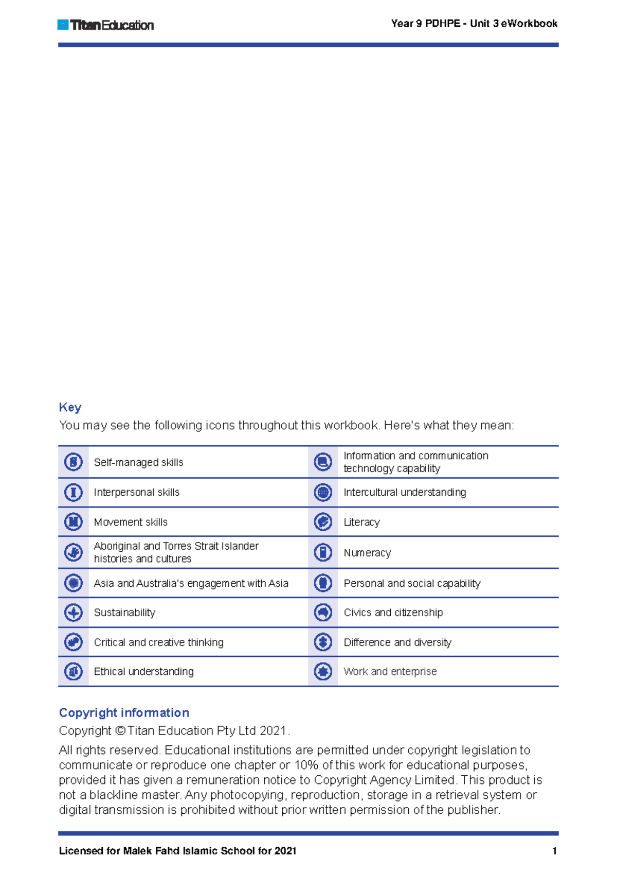 Year 9 pdhpe - wow - Key You may see the following icons throughout ...