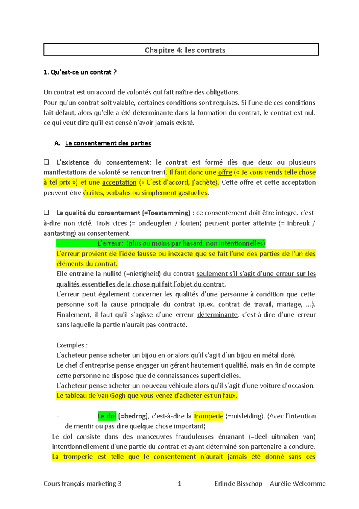 Les contrats étudiants - Chapitre 4: les contrats Qu'est-ce un contrat ...