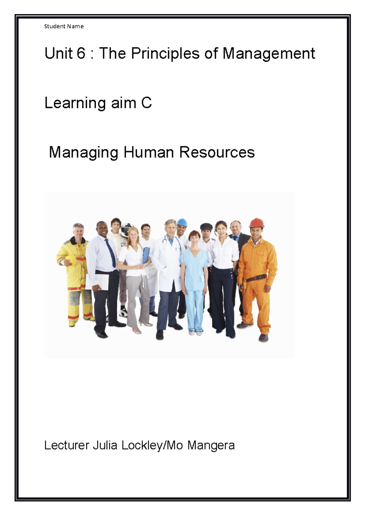 Managing Human Resources Booklet - Unit 6 : The Principles of ...