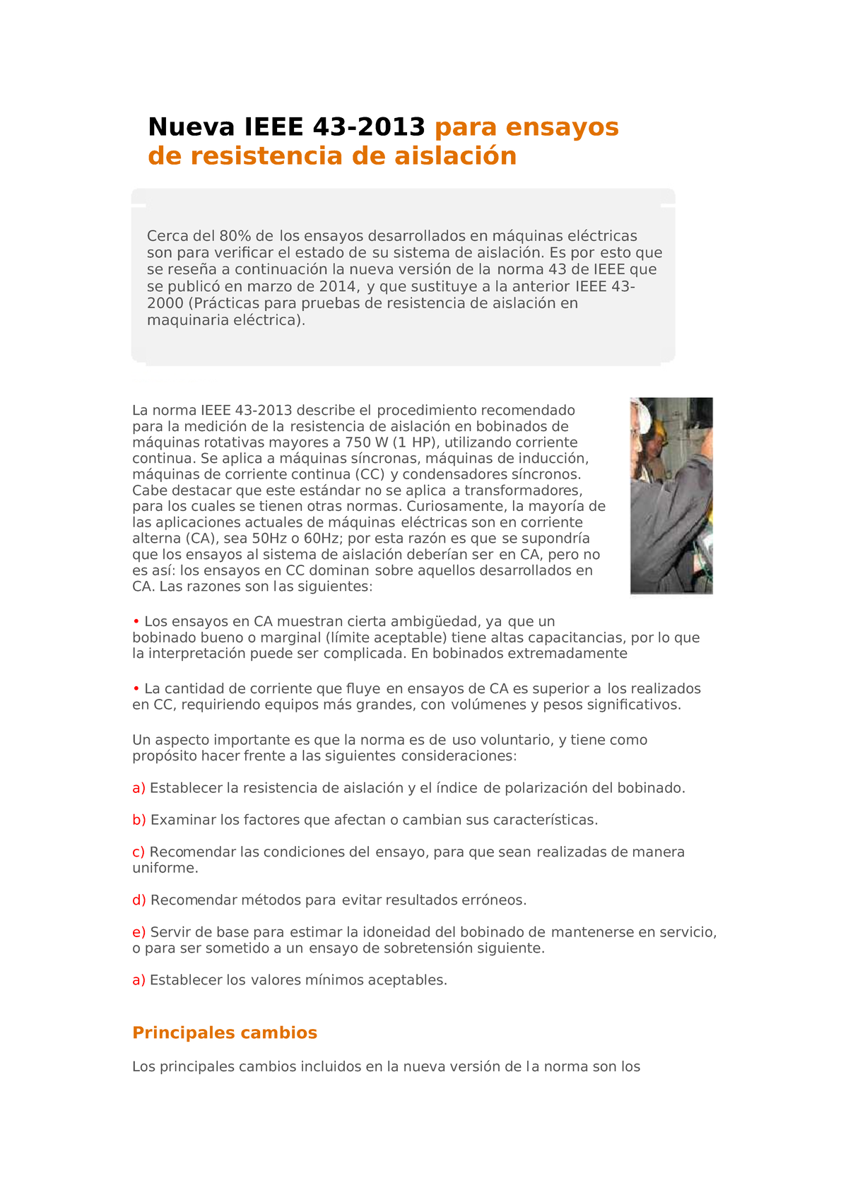 Extrato de la IEEE 43-2000 - Nueva IEEE 43-2013Nueva IEEE 43-2013 para ...