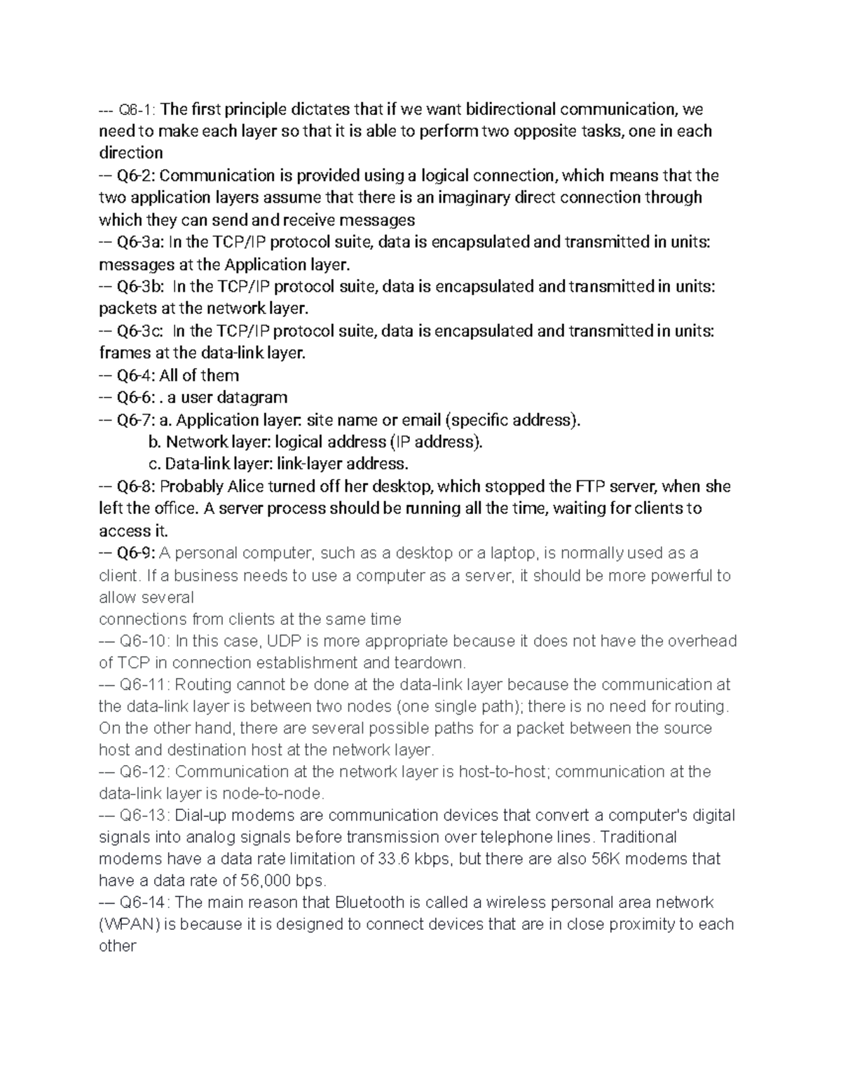 CSI Exercise 2 - chapter number - Q6-1: The first principle dictates ...