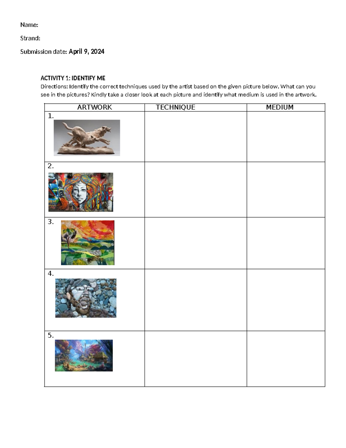Activity sheets for april 6, 2024 - BS Psychology - Name: Strand ...