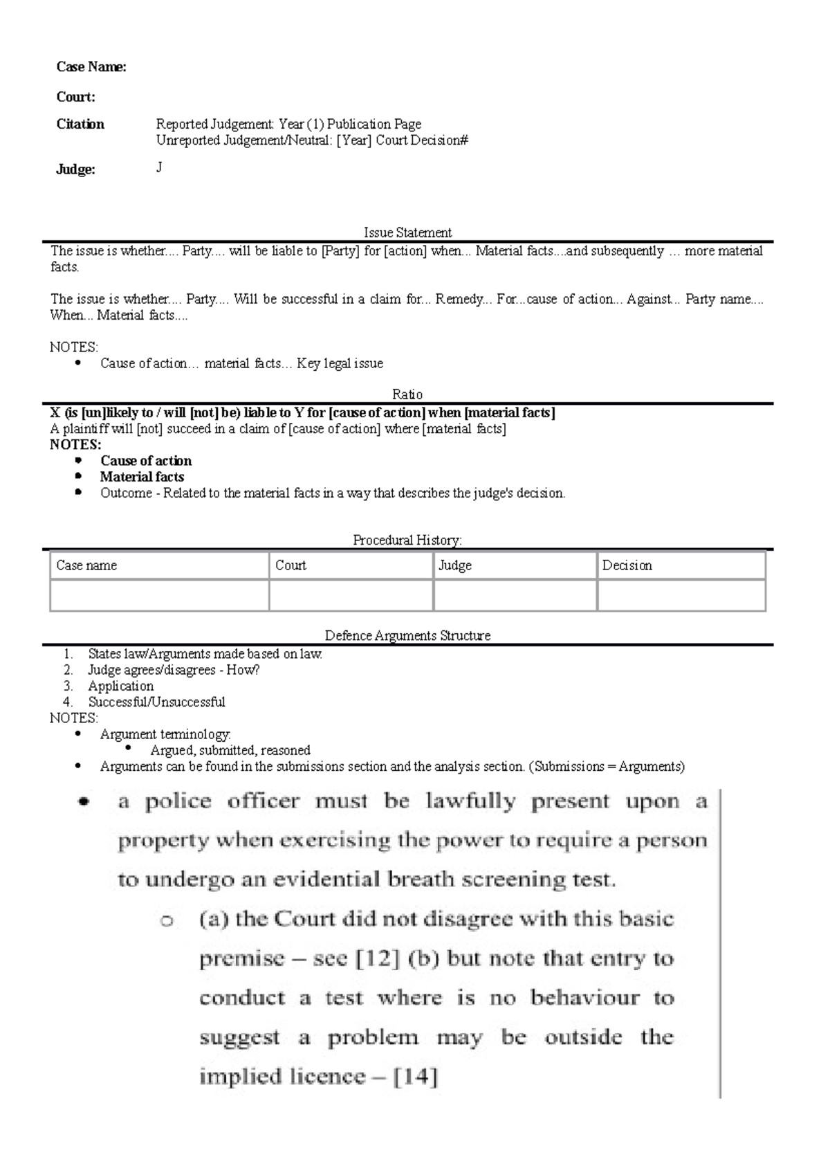 Cold Case Cheat Sheet - Summary Introduction to Case Law - Case Name ...
