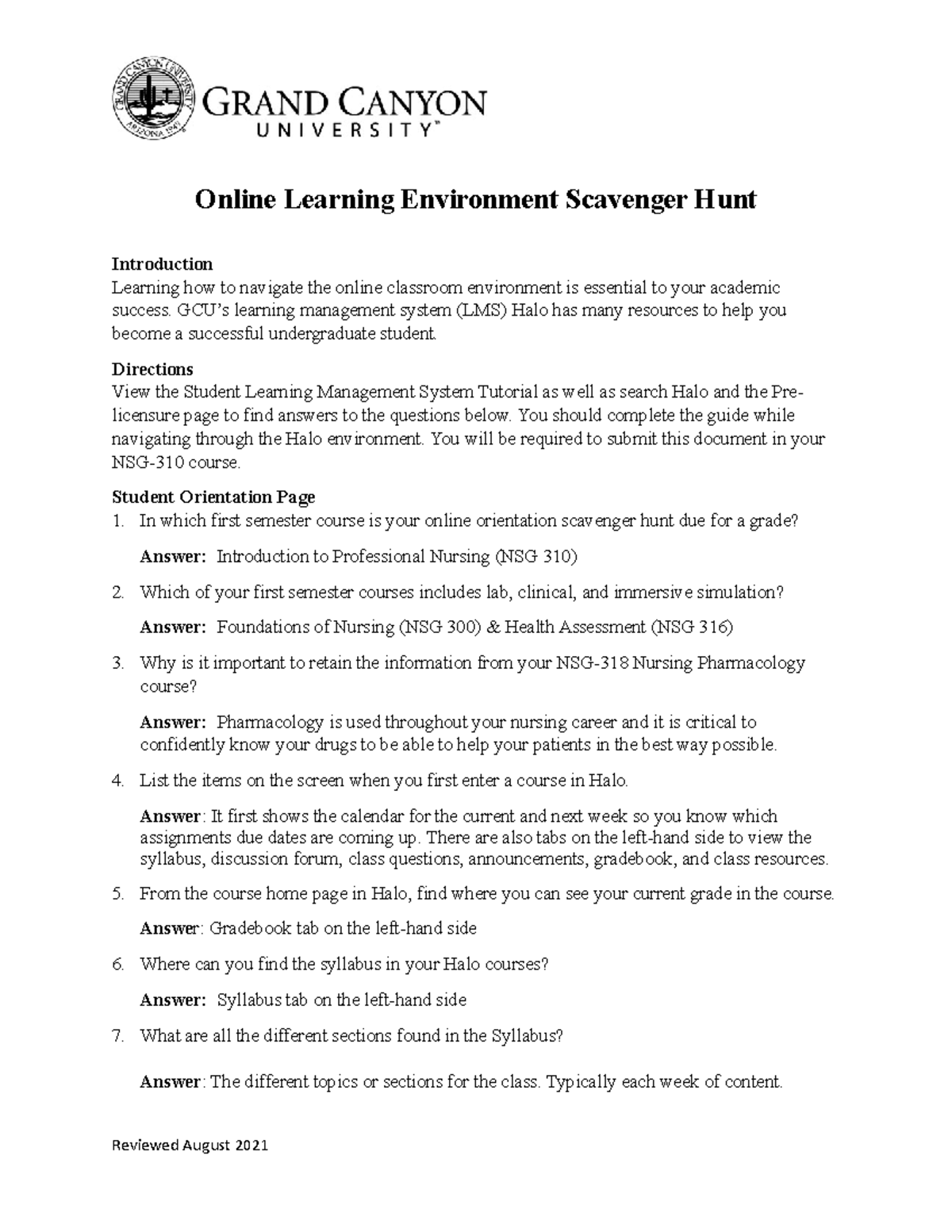 Online Learning Environment Scavenger Hunt - Online Learning ...