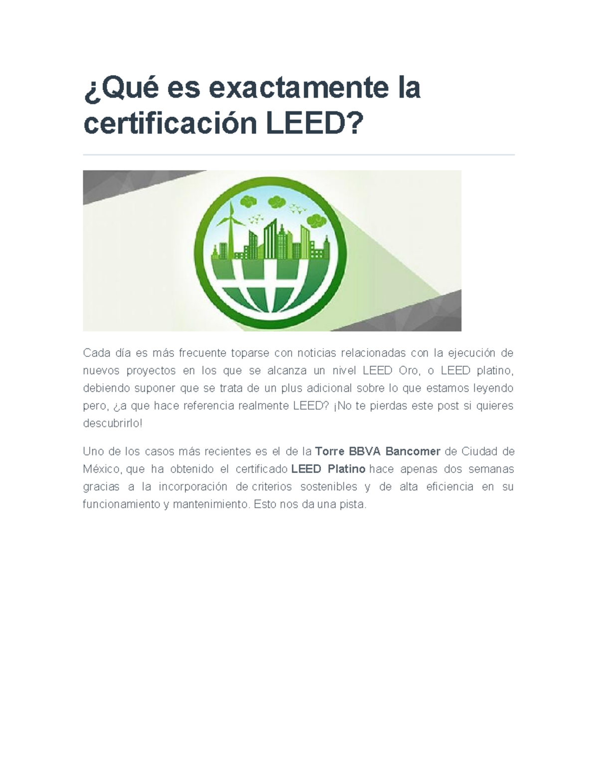 Qué es exactamente la certificación LEED - ¿Qué es exactamente la ...