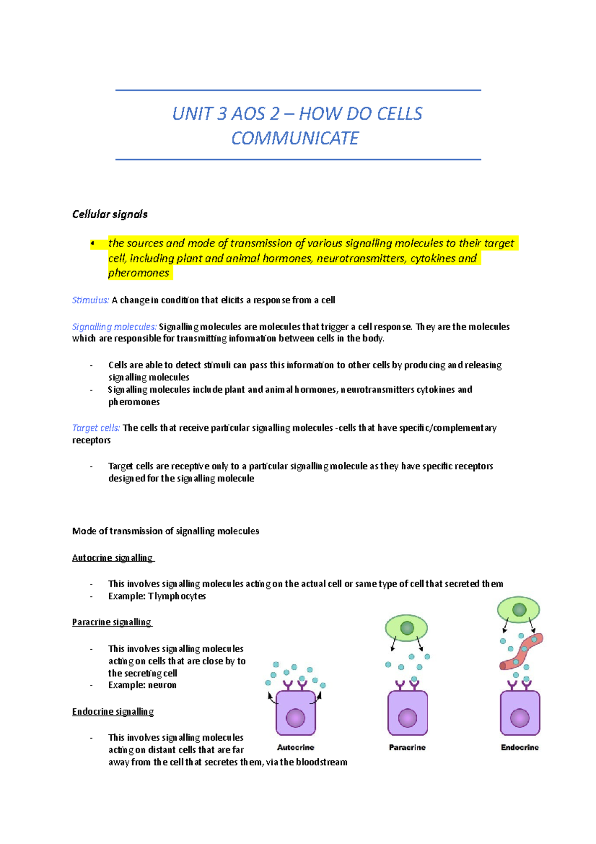 BIO UNIT 3 AOS 2 - COMPREHENSIVE NOTES FOR VCE BIOLOGY UNIT 3 AREA OF ...
