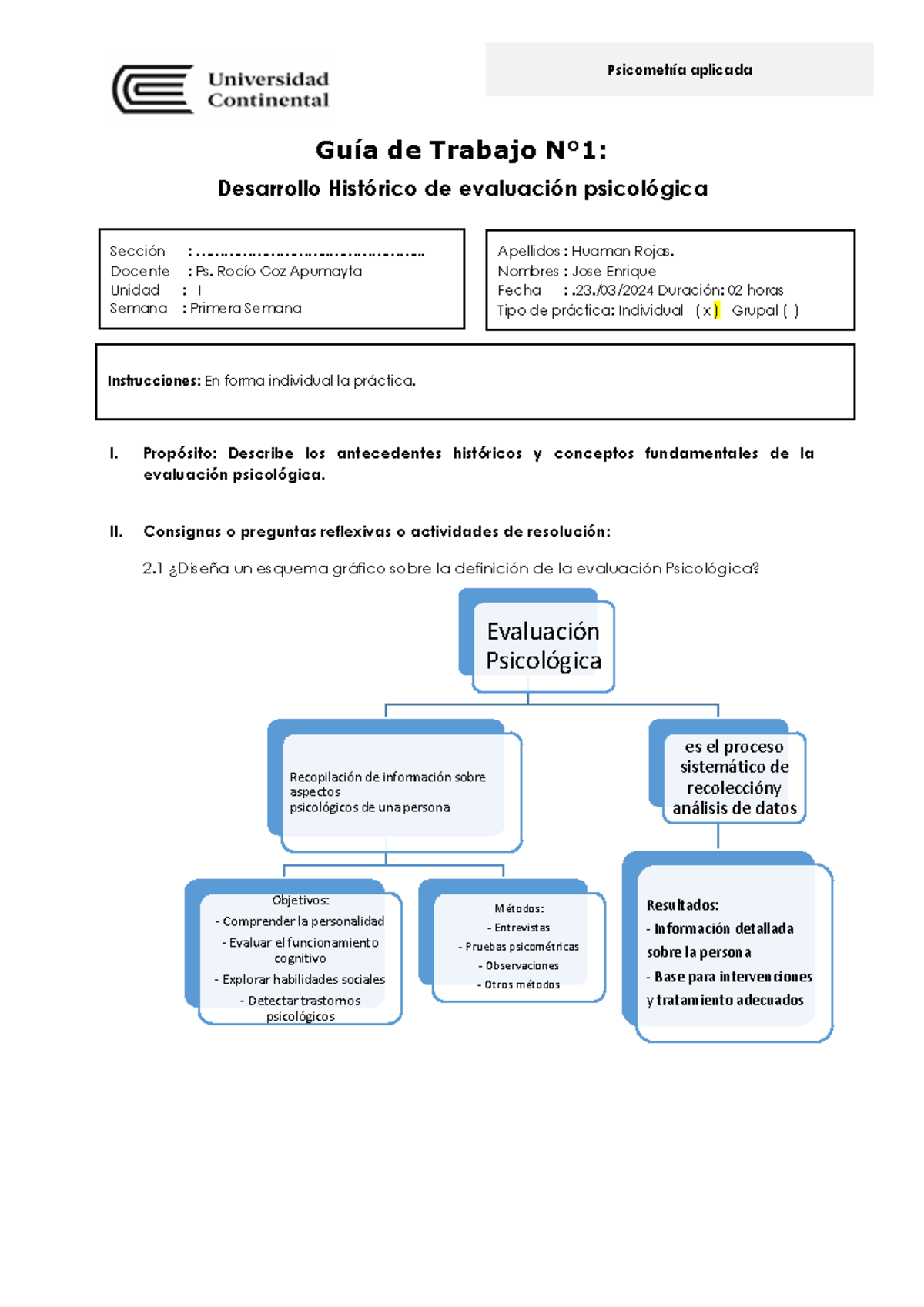 Guia de Trabajo N° 1 Psicometria - Psicometría aplicada Guía de Trabajo N° 1 : Desarrollo ...