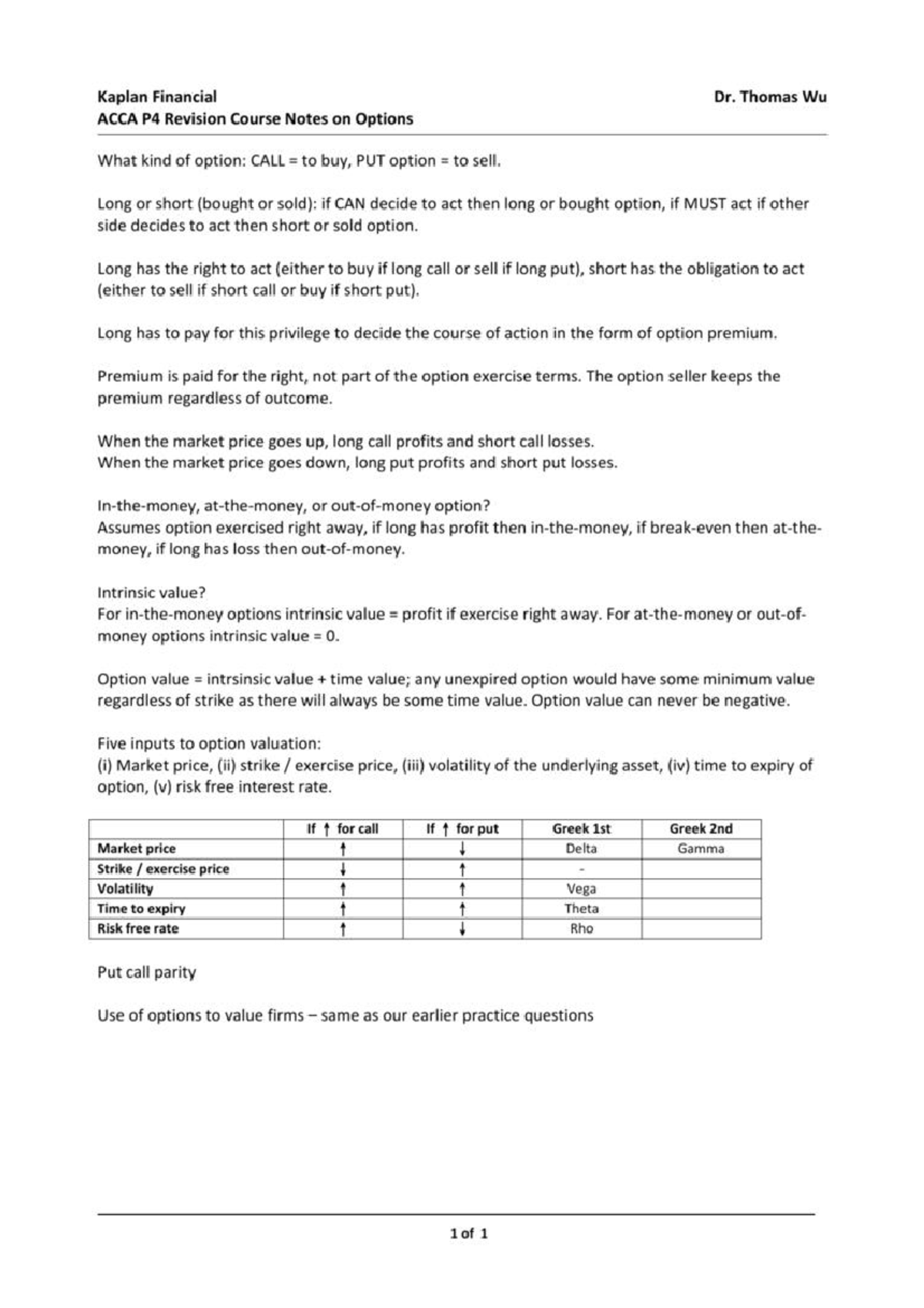 P4 notes for acca qual - Kaplan Financial Dr. Thomas Wu ACCA P4 ...