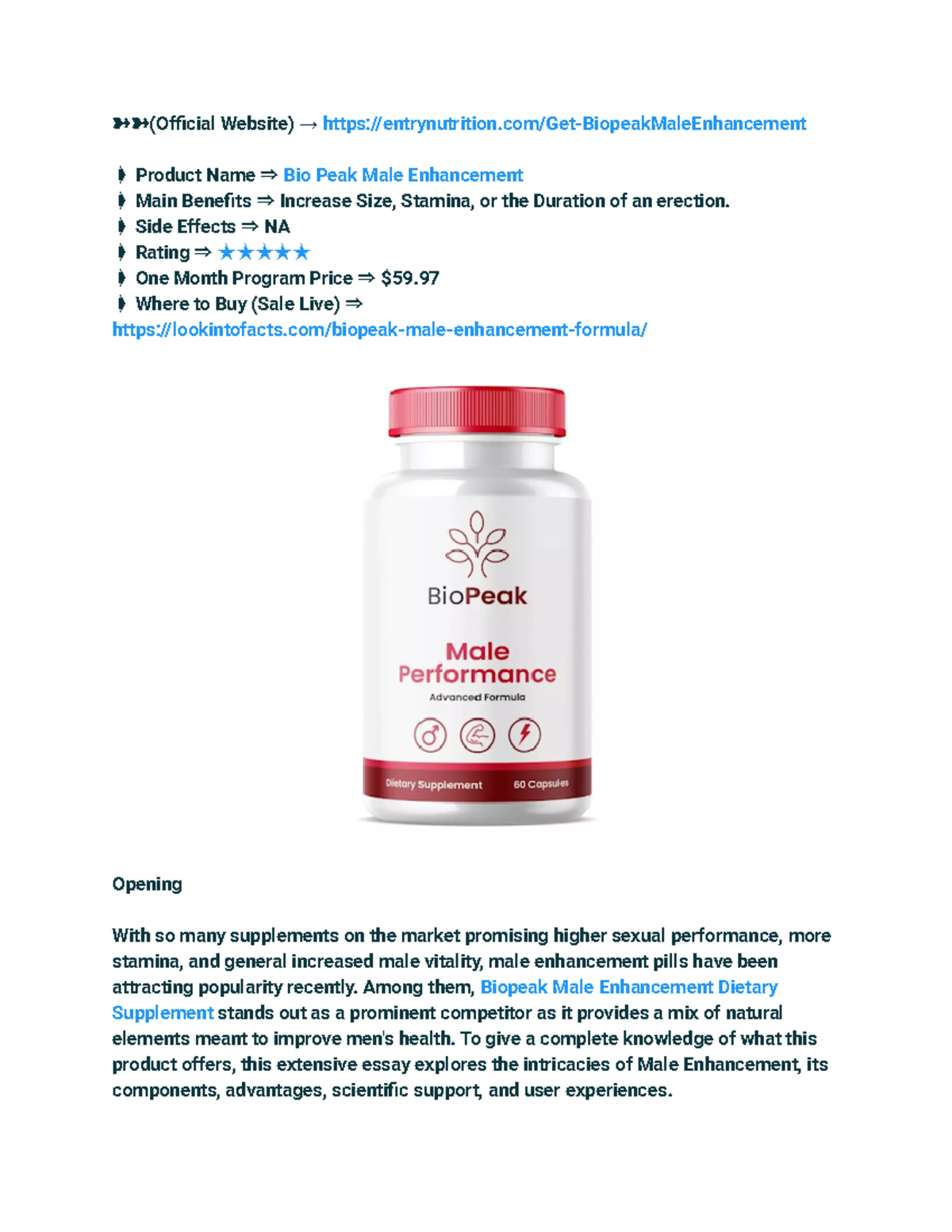 Biopeak Male Enhancement Unlock Full Potential - (Official Website) → ...