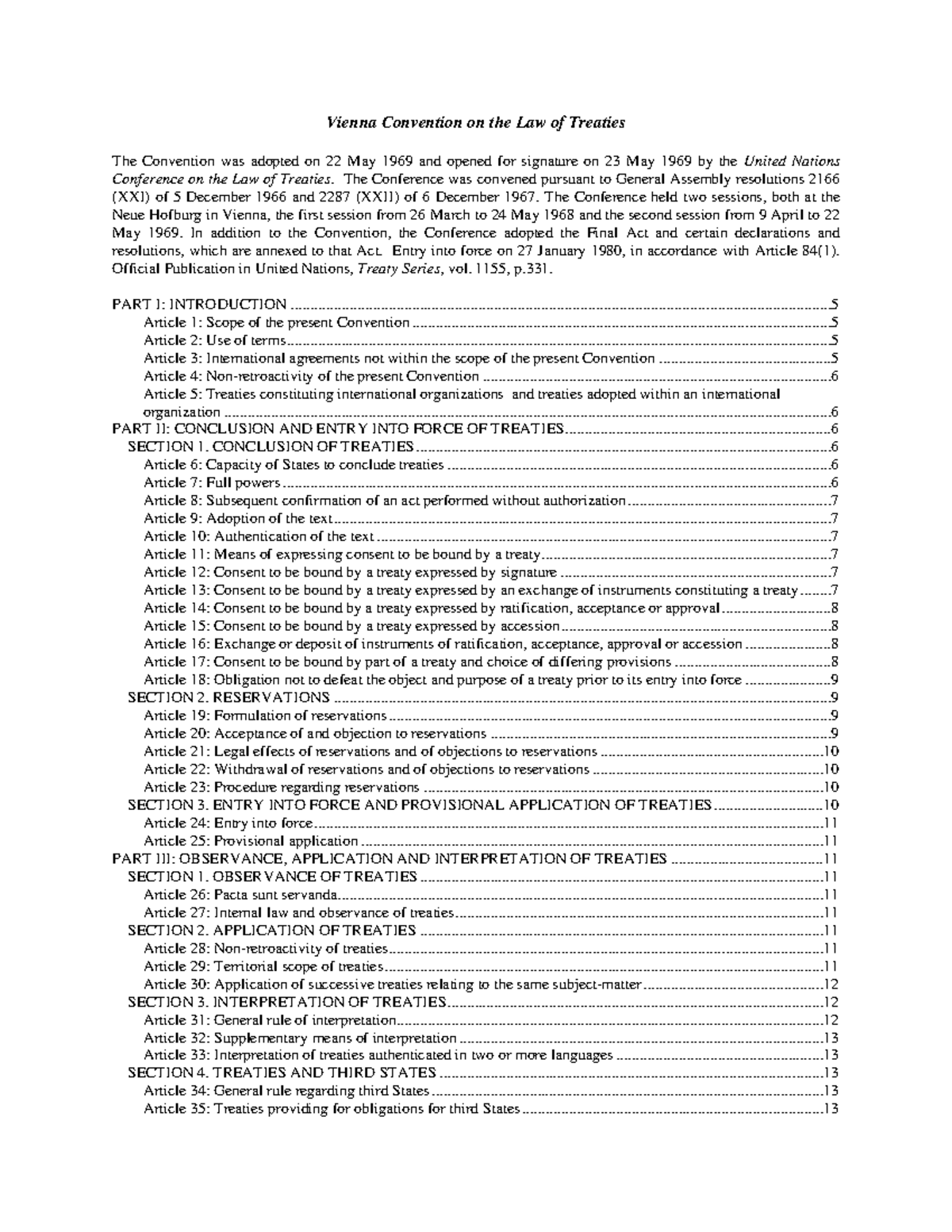 Viennaconvention - Notes - The Convention was adopted on 22 May 1969 ...