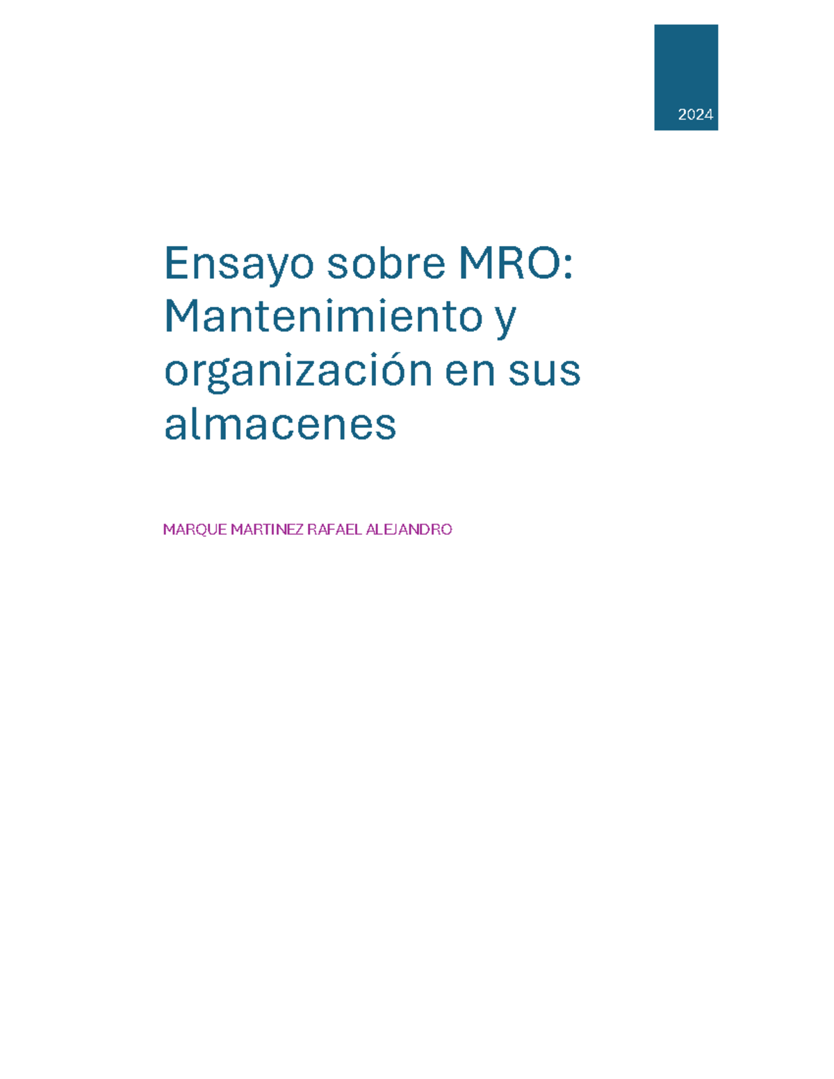 MRBR MPD y ATA 300 - 2024 Ensayo sobre MRO: Mantenimiento y ...