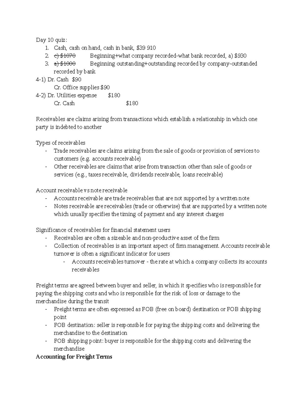 (ACC 1100) Lecture 11 - Notes for Noha Ghattas' ACC 1100 class - Day 10 ...