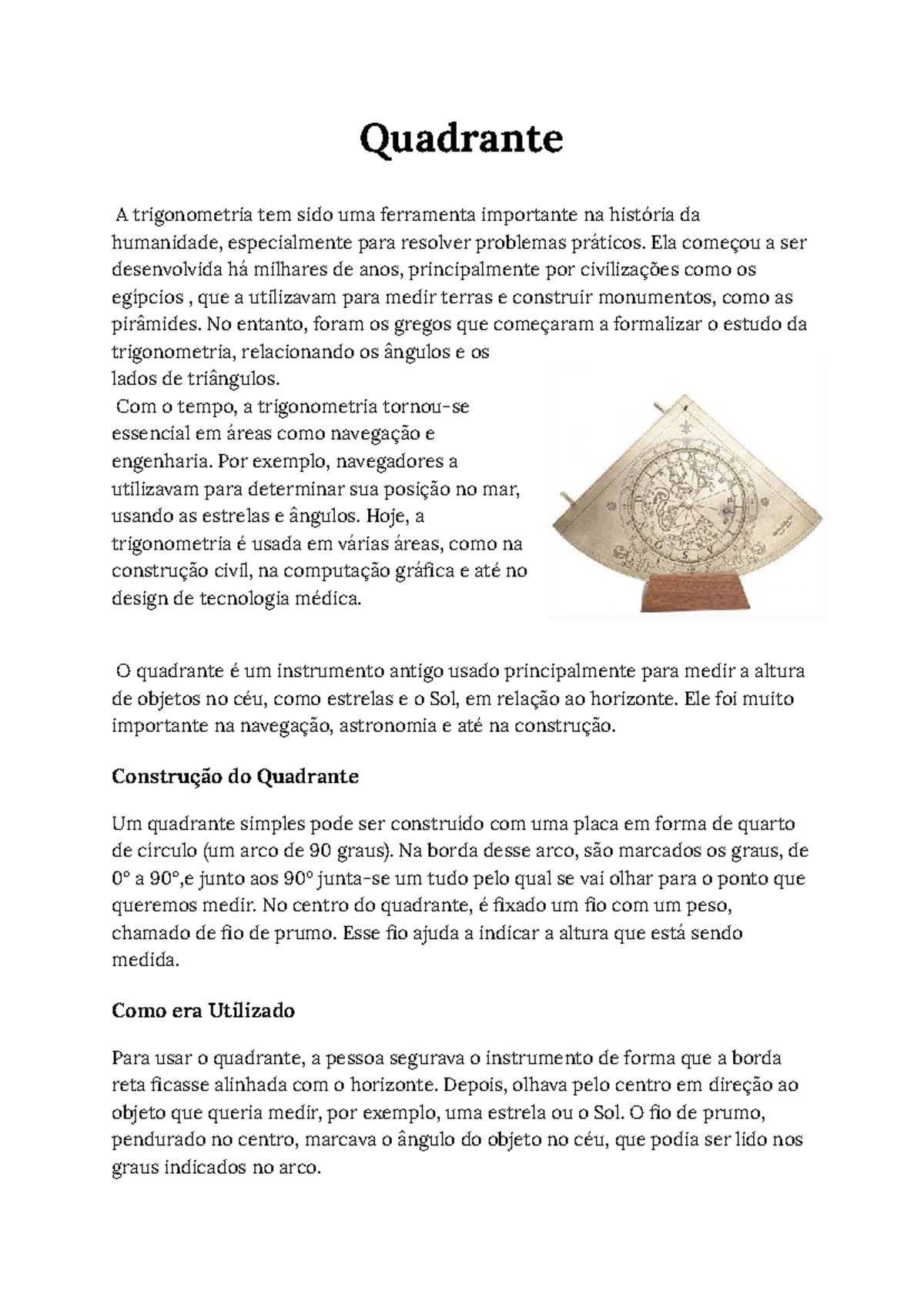 Quadrante - Quadrante A trigonometria tem sido uma ferramenta ...