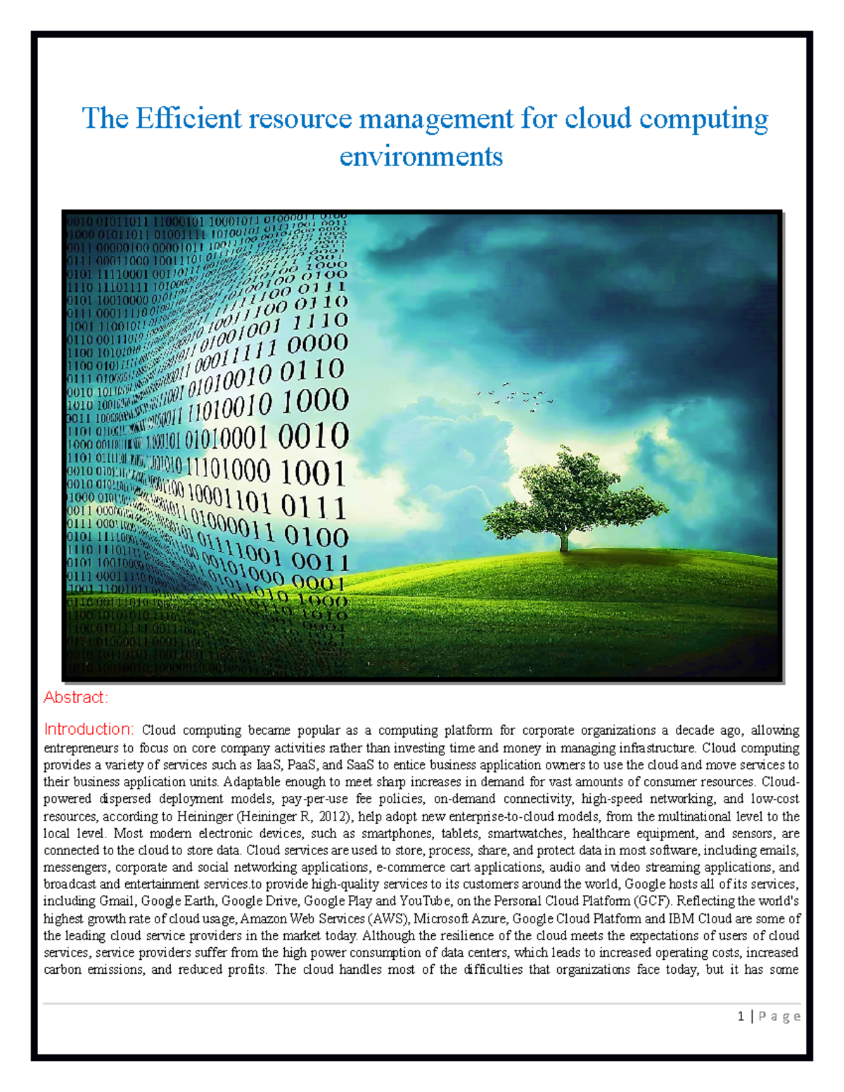 Computing Research-update - The Efficient resource management for cloud computing environments ...