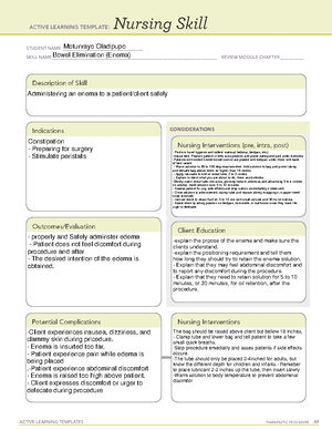 Nutrition - nursing fundamental skills template and worksheet - ACTIVE LEARNING TEMPLATES - Studocu