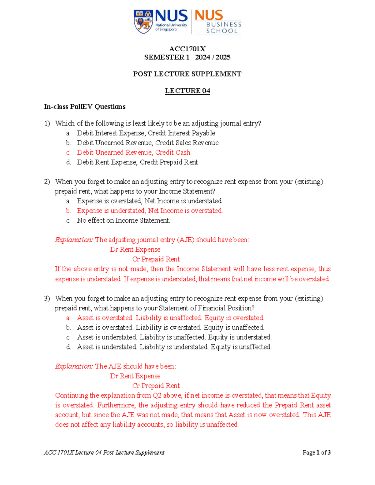 Lecture 04 Post Lecture Supplement - ACC 1701X Lecture 04 Post Lecture ...