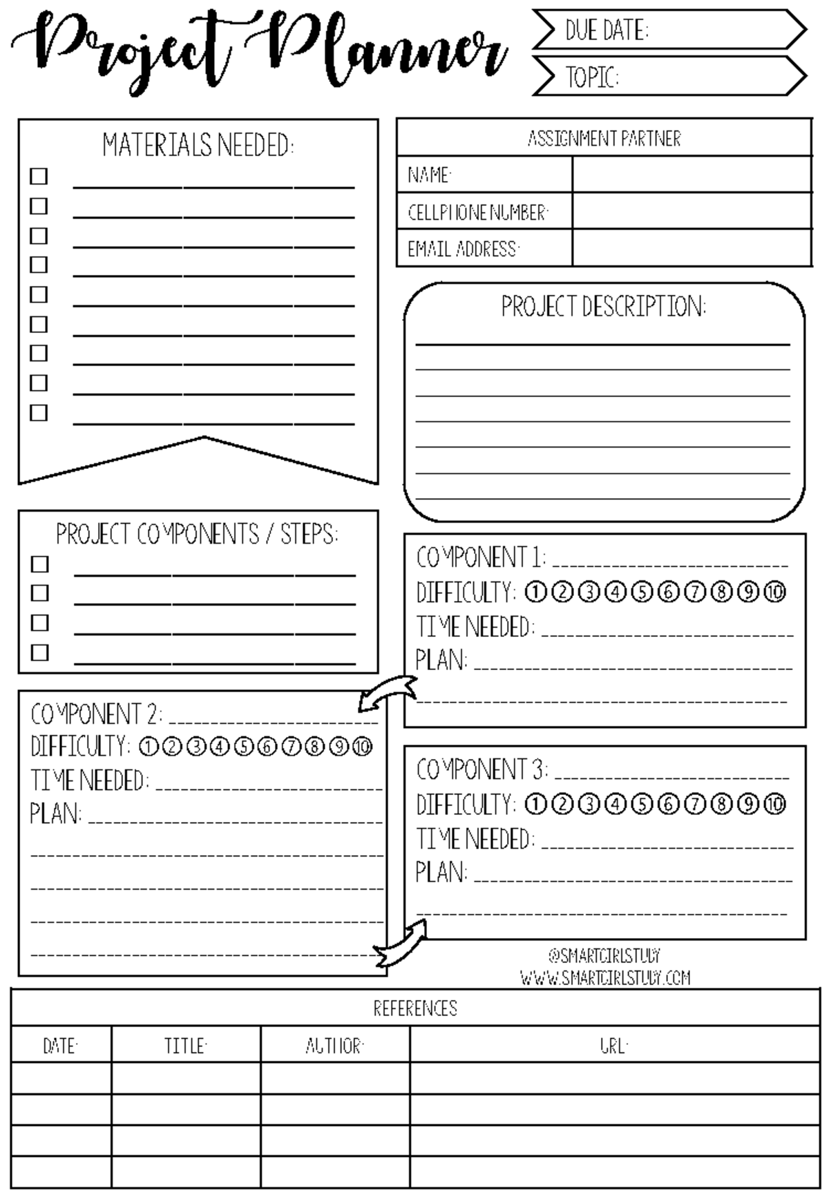 Project Planner Printable - Due Date: Topic: Project Planner Materials ...