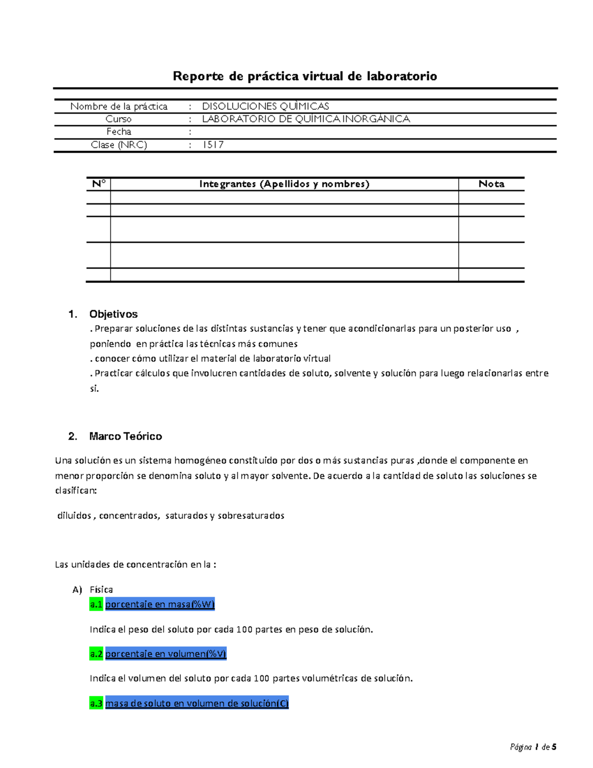 Tarea-Reporte SEM. 13 - Soluciones - Reporte de pr·ctica virtual de laboratorio Nombre de la ...