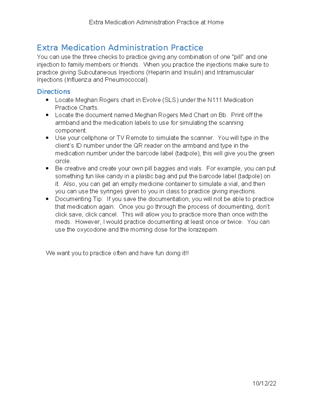 Extra Med Admin Practice-Home - Extra Medication Administration ...