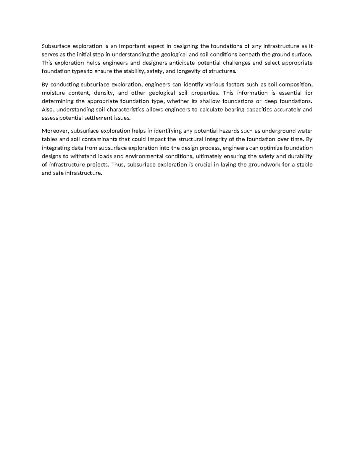 Importance of Subdsurface Exploration - Subsurface exploration is an ...