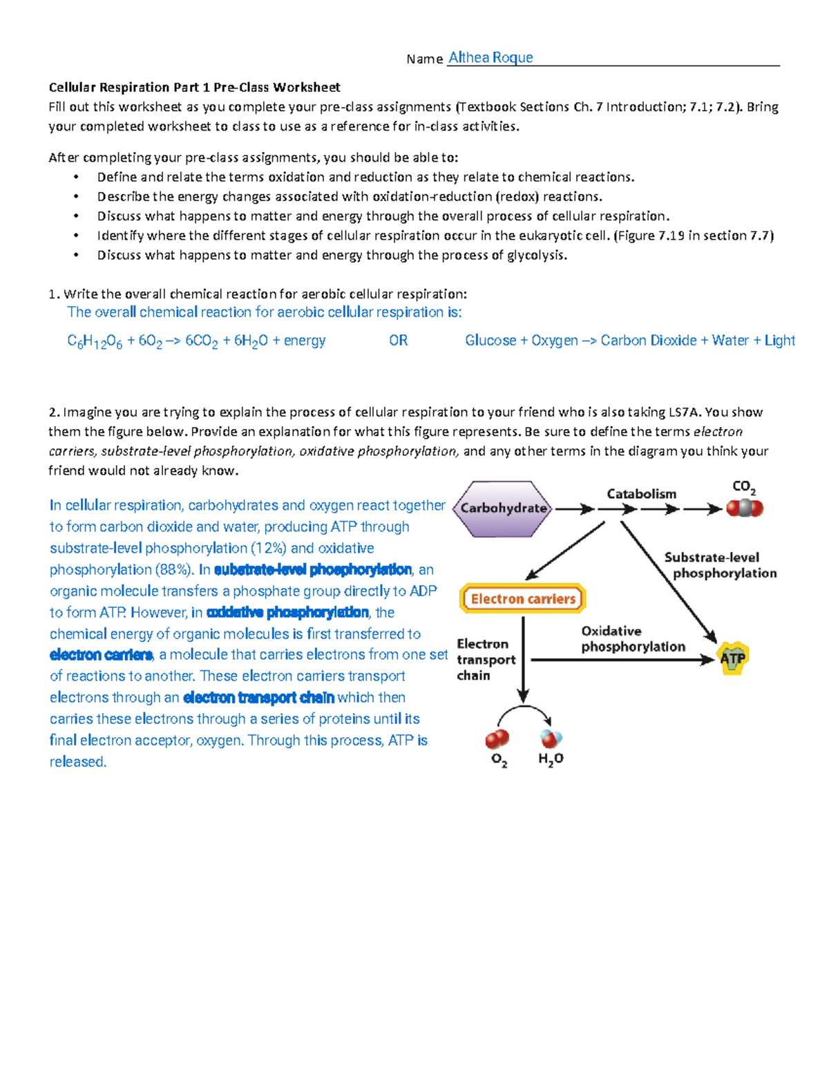 Lifesci 7A, Week 3b Pre-Class Reading Guide - Cellular Respiration Part ...