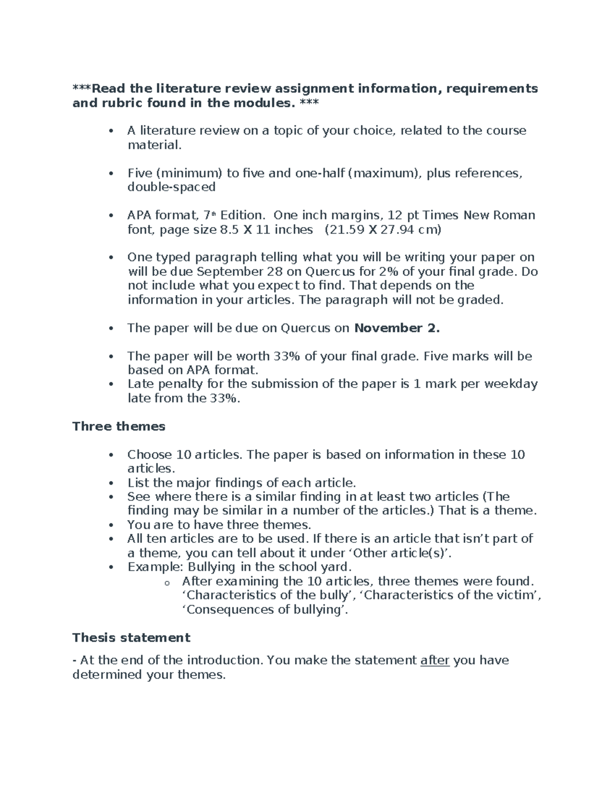 Read the literature review assignment information - *** A literature ...