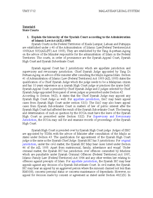 ISLAMIC LAW 2 Tutorial 3 (hudud) - questions only - UIL2722(2120) TUTORIAL 3 QUESTION 1 ...