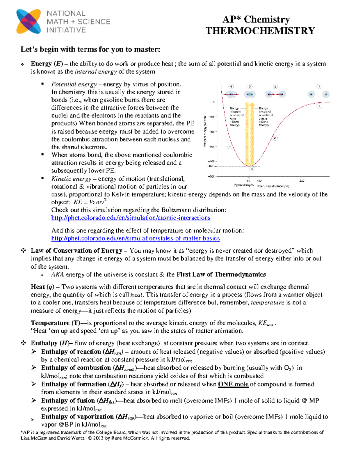 Thermochemistry with answers for CHE102 - AP* Chemistry THERMOCHEMISTRY ...