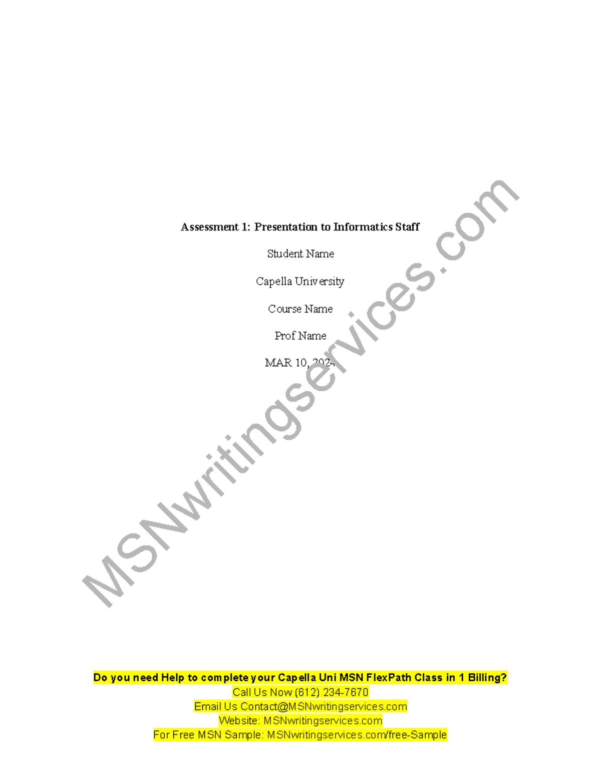 NURS FPX 6410 Assessment 1 Presentation to Informatics Staff ...