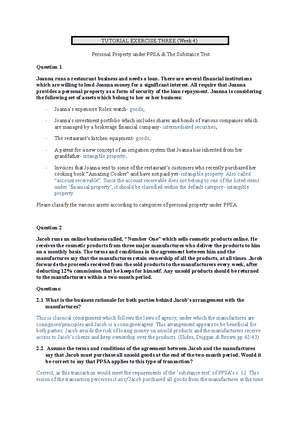 Tutorial Exercise FIVE (Week 6) (suggested answers) - TUTORIAL EXERCISE FIVE (Week 6) PMSI ...