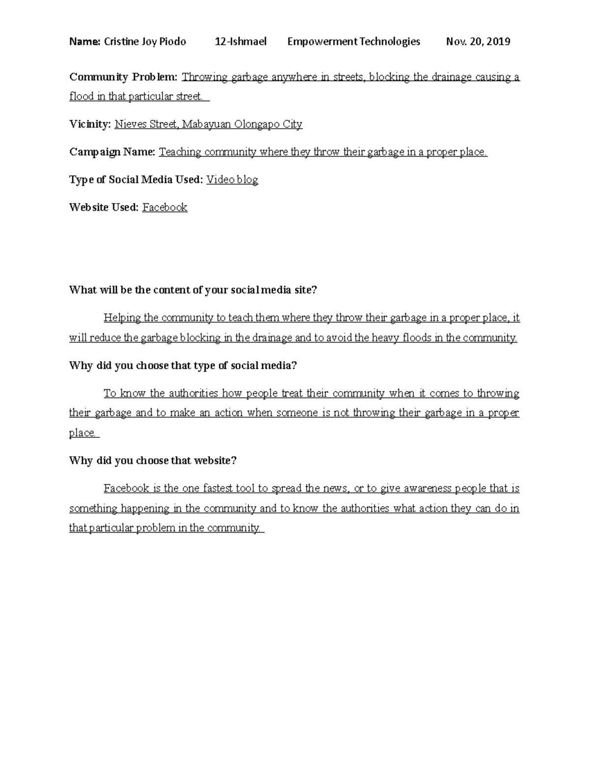 Assignment Community Problem for ABM Students - Secondary education ...