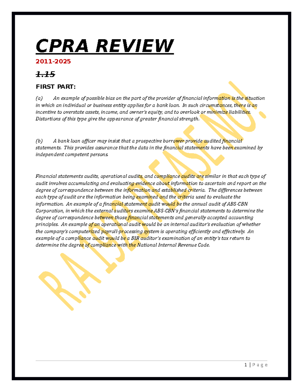 CPRA Review - P1 - I will advise him that he should provide in his will ...