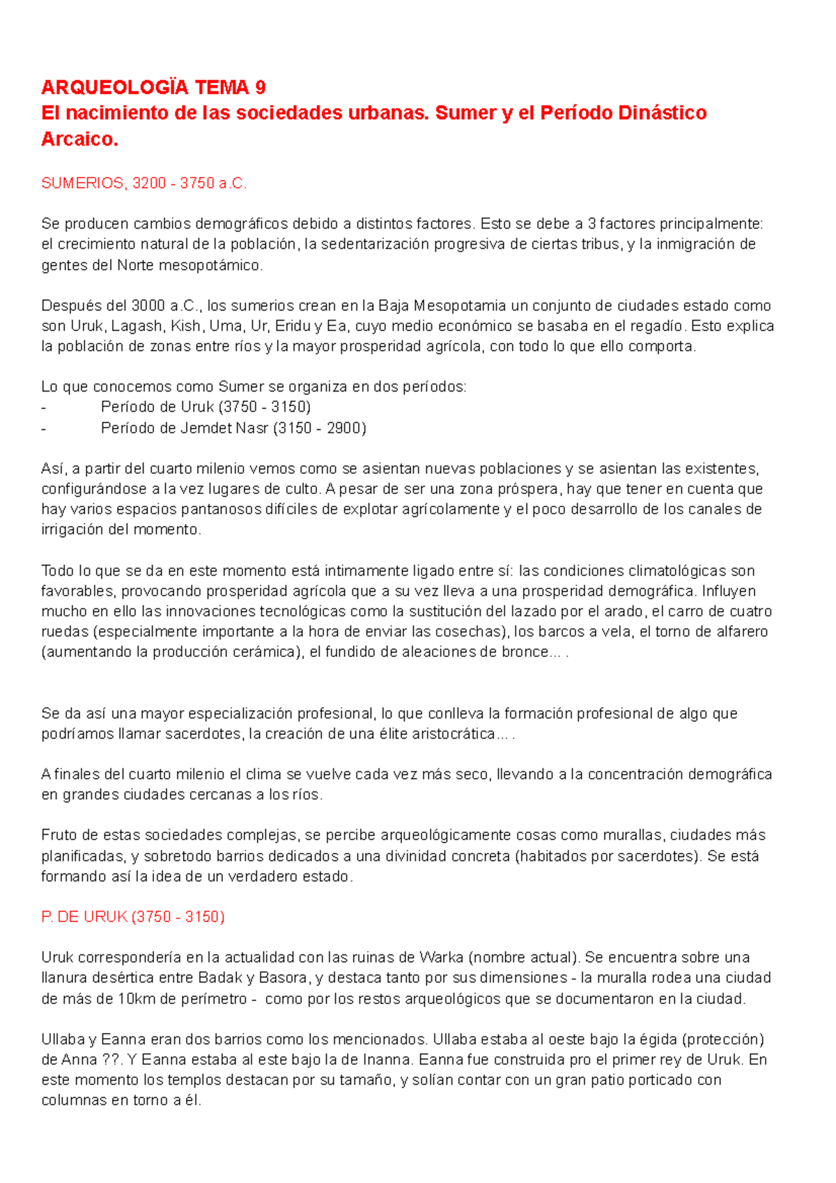 Arqueologïa TEMA 9 - Profesor Javier Salido - ARQUEOLOGÏA TEMA 9 El ...