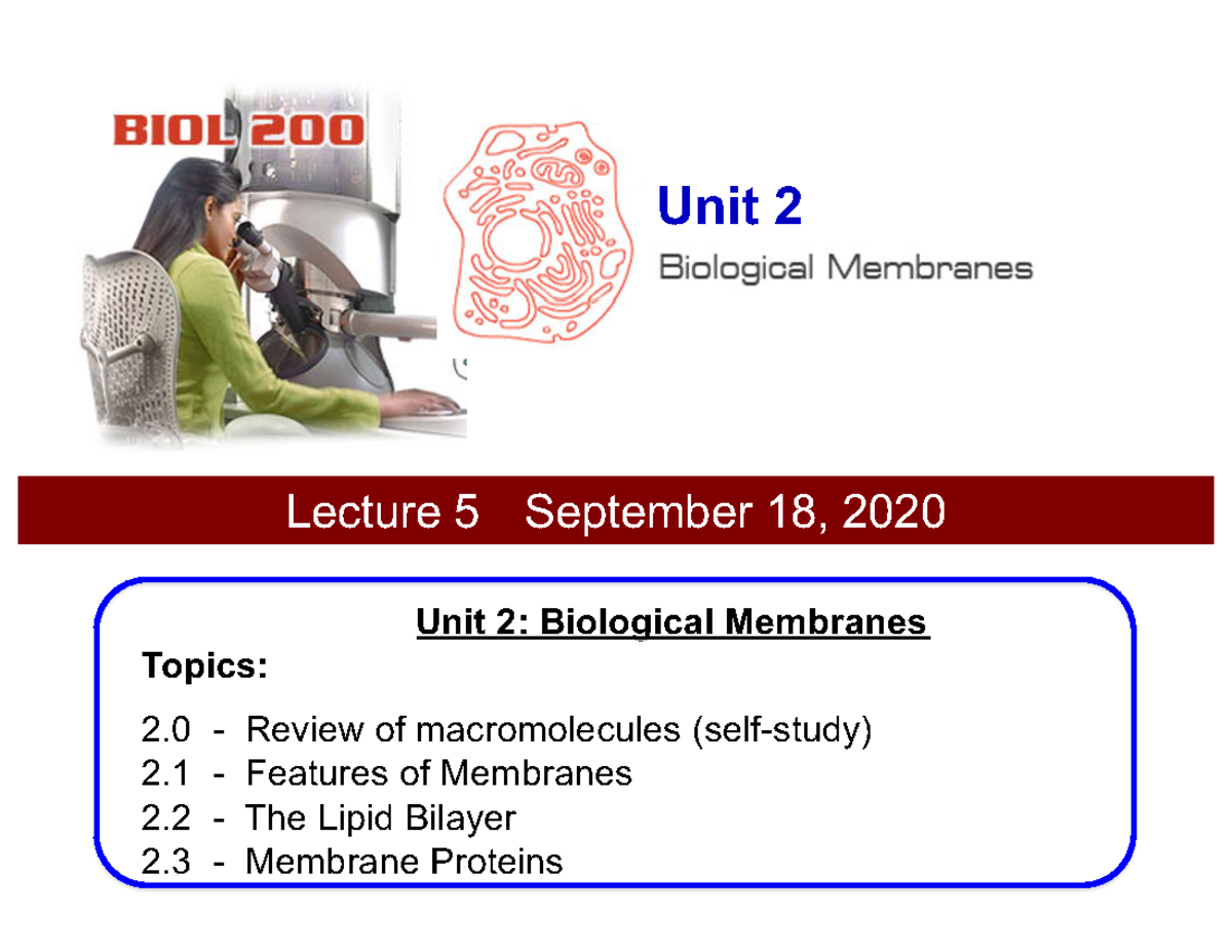 5-Features of membranes - Unit 2 Unit 2: Biological Membranes Topics: 2 - Review of ...