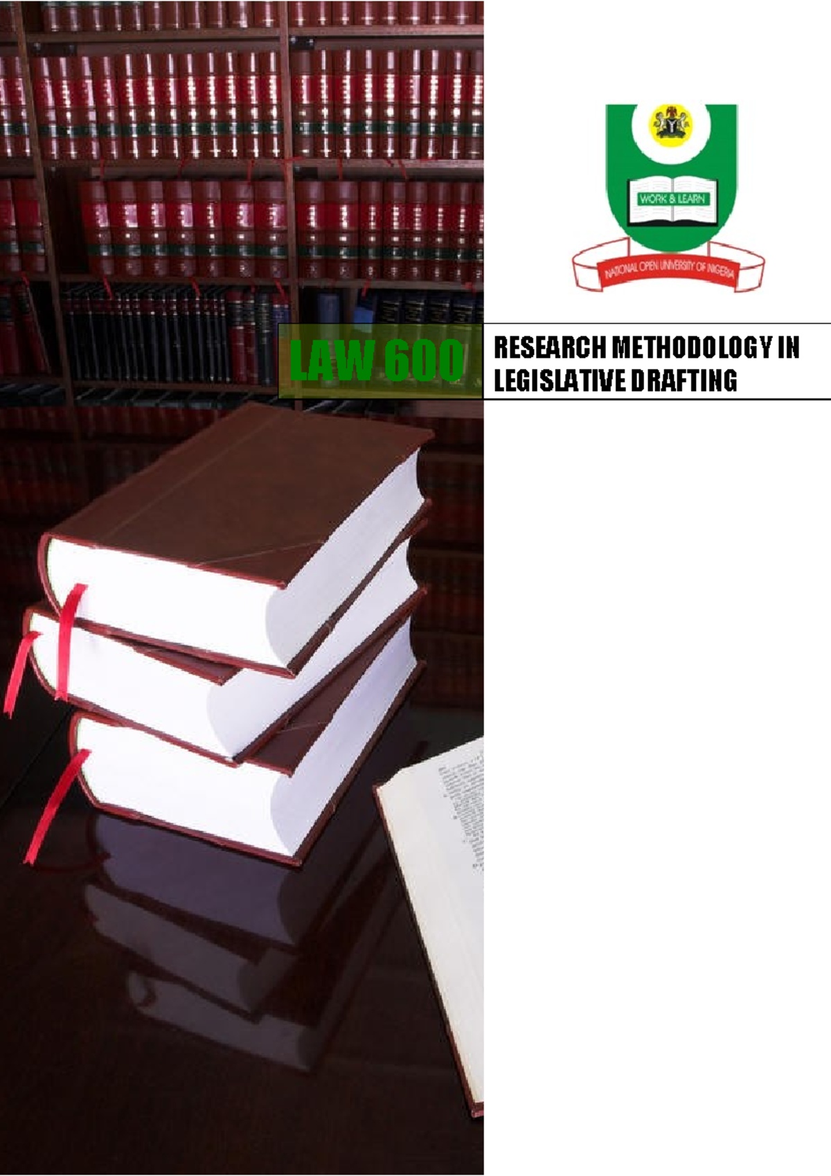 Reserach Methodology in Legislative Drafting - LAW 600 RESEARCH ...