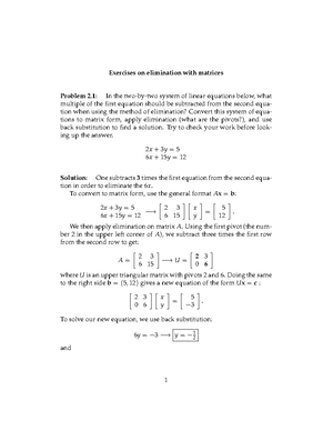 Exercises on multiplication and inverse matrices - Exercises on - Studocu