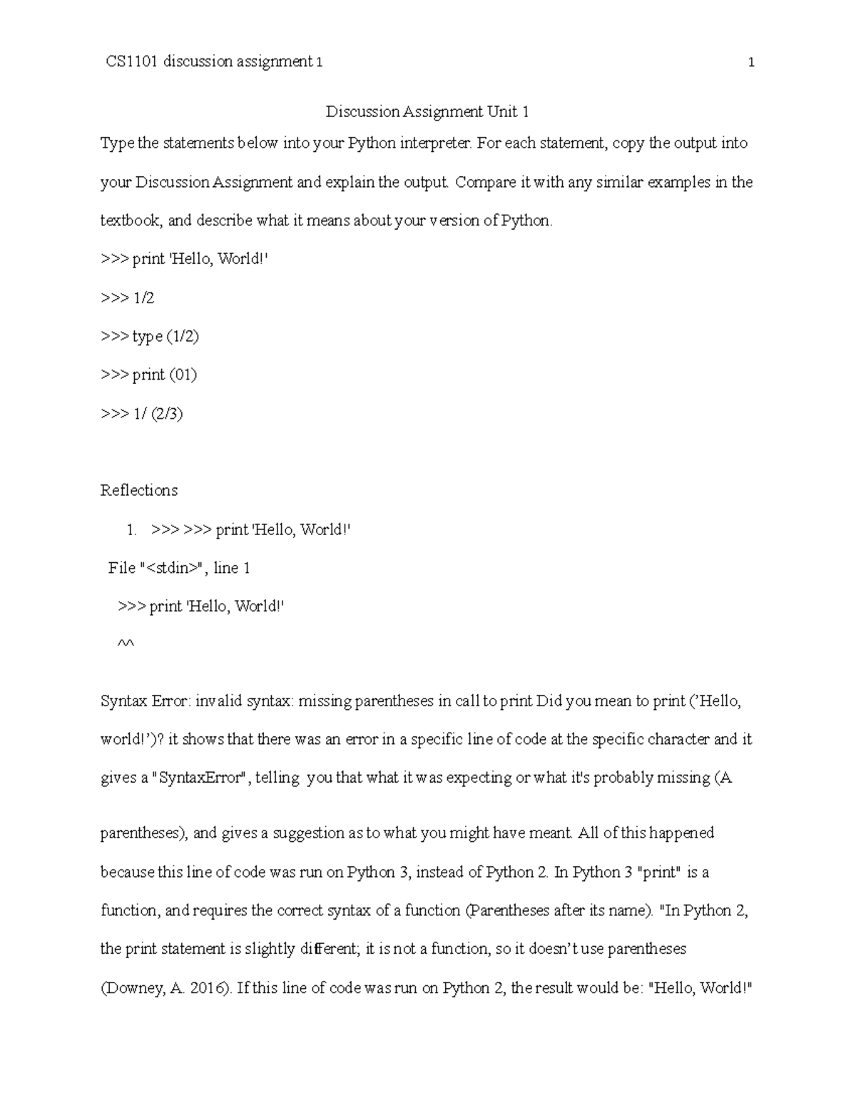 CS1101 Discussion Assignment Unit 1 - CS1101 discussion assignment 1 1 ... CS1101 Discussion Assignment Unit 1 - CS1101 discussion assignment 1 1 ...