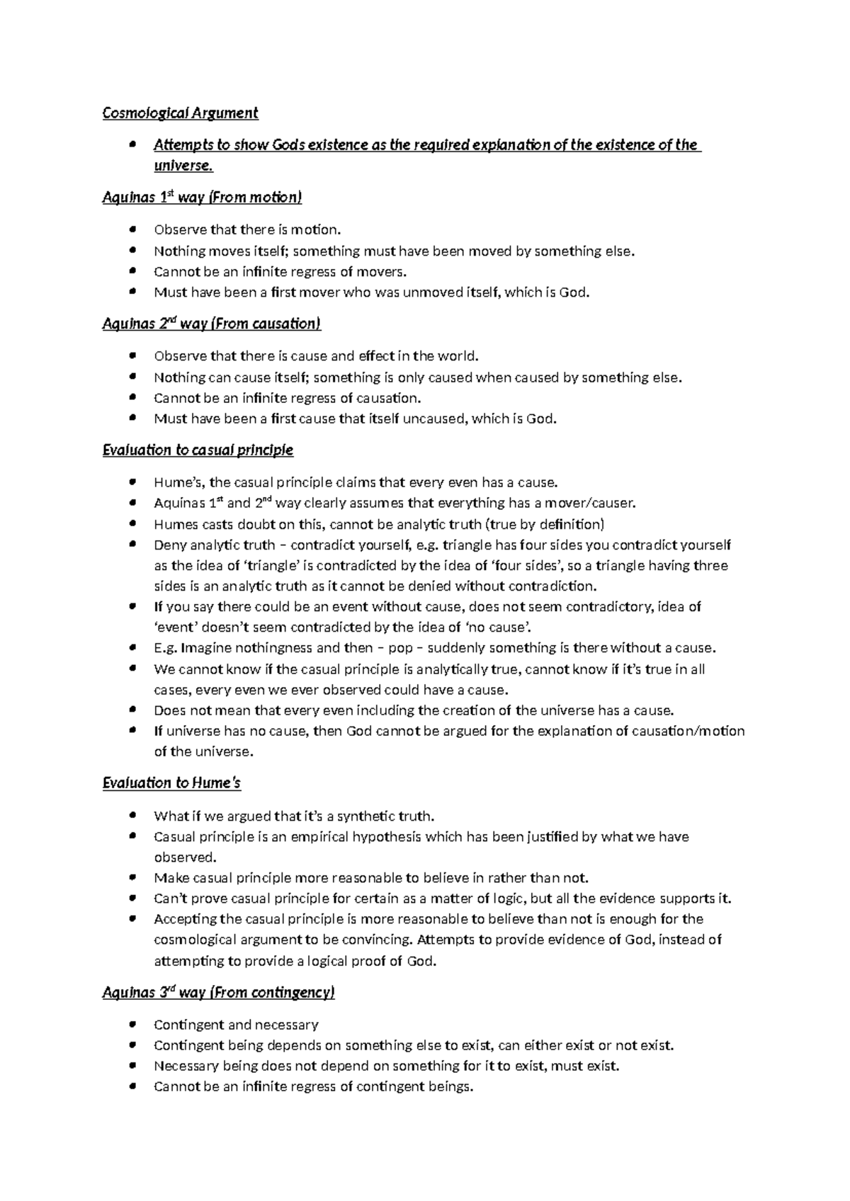 Cosmological Argument - Aquinas 1st way (From motion) Observe that ...
