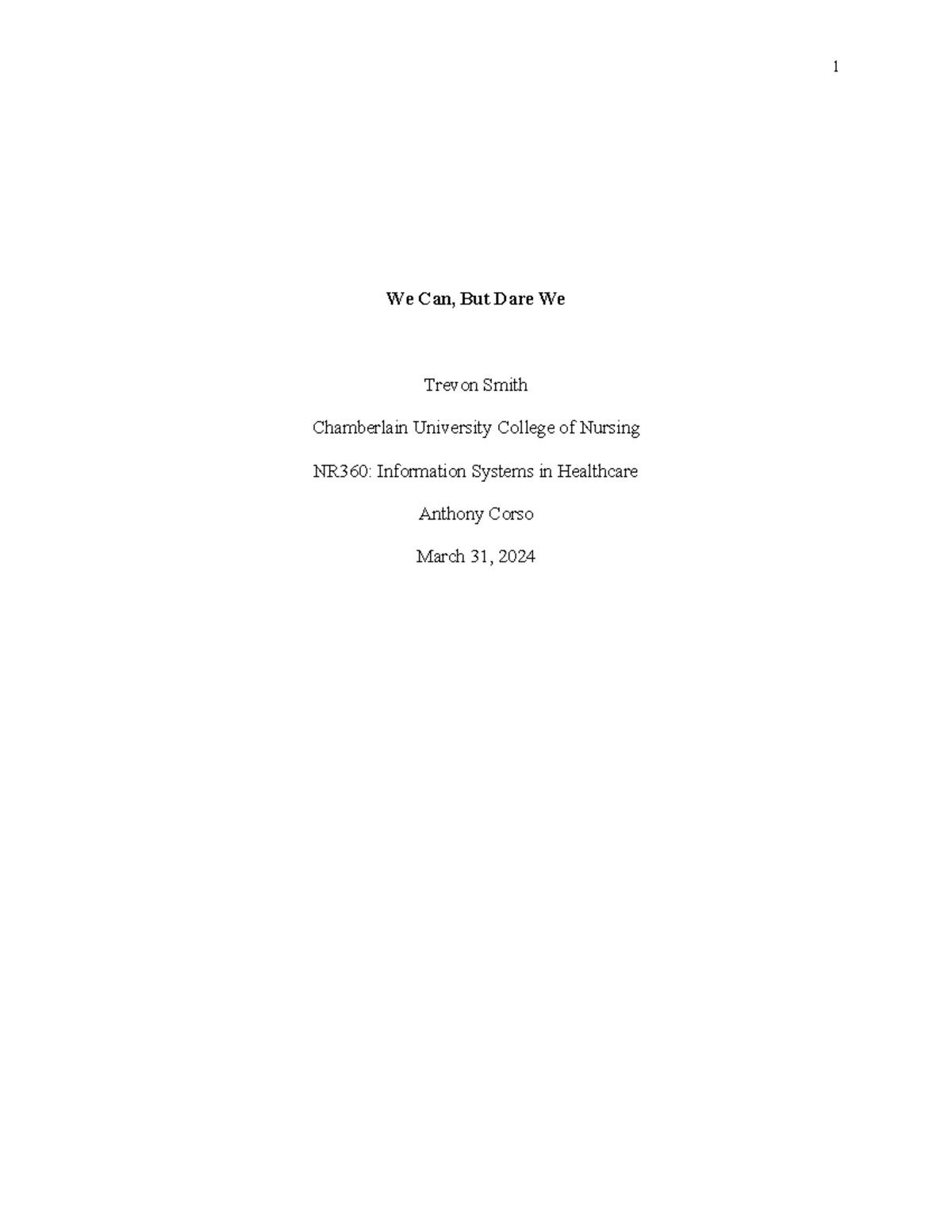 Imformatics RUA - rua - We Can, But Dare We Trevon Smith Chamberlain ...