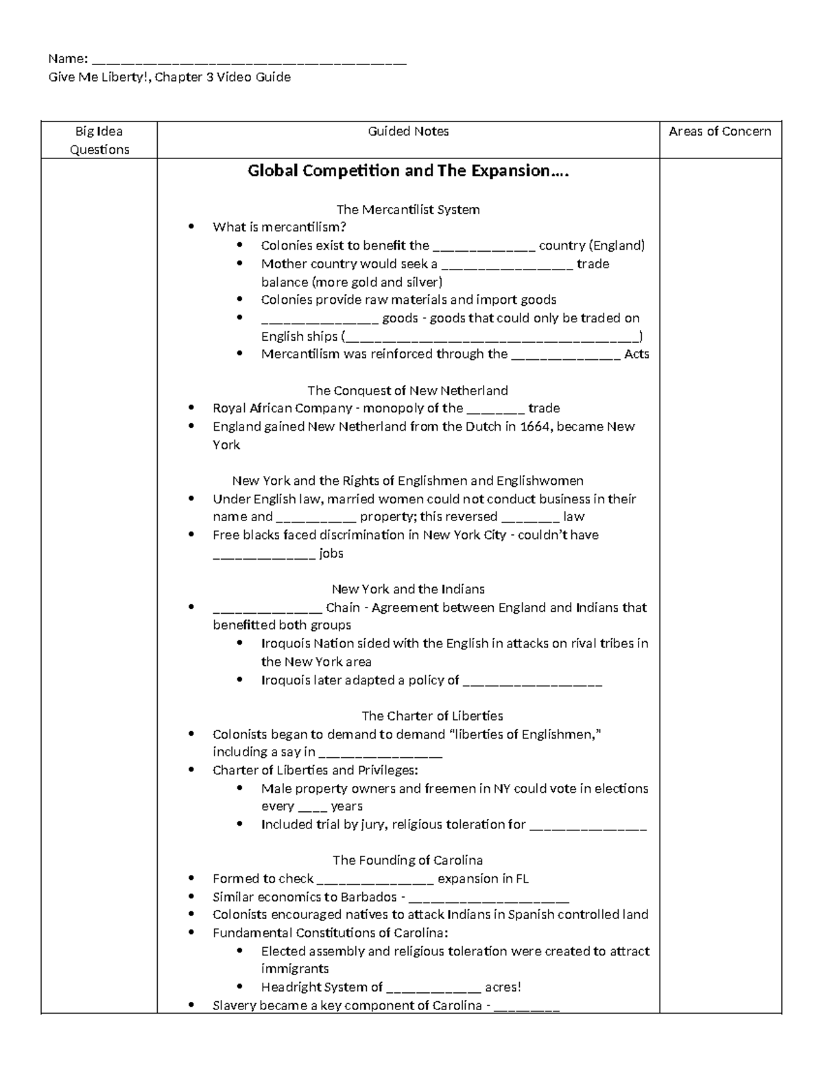 Give Me Liberty Chapter 3 Video Guide - Name