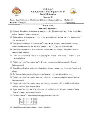 Mathematics Model Question Paper 1 Bmate 301 for Ele & Eln - Model ...
