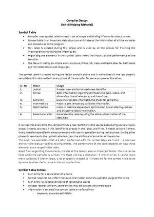 Unit 5 - class notes - Compiler Design Unit 5 Introduction to code ...